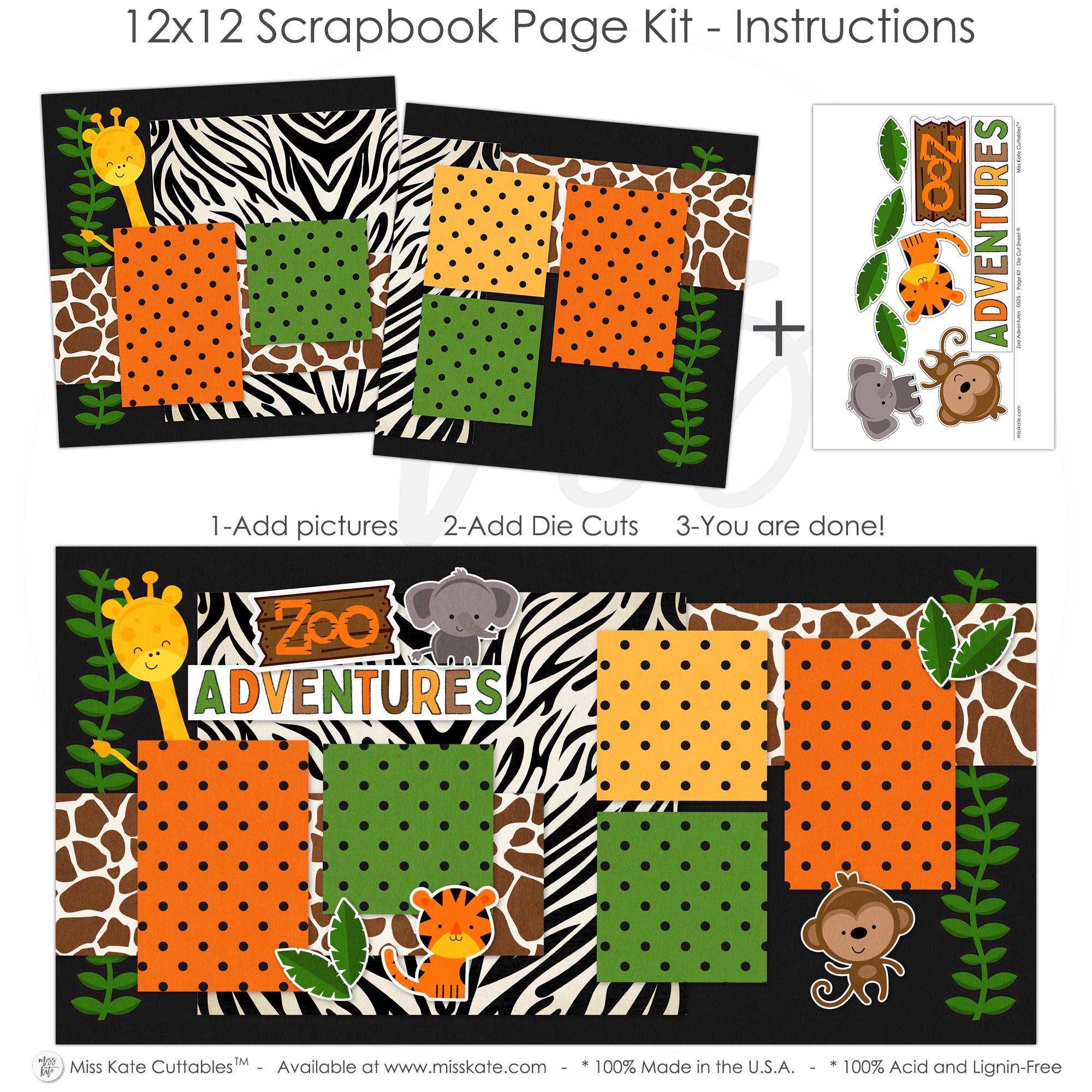 Zoo Adventures 12x12 Scrapbook Page Kit for Animal Lovers, Safari ...