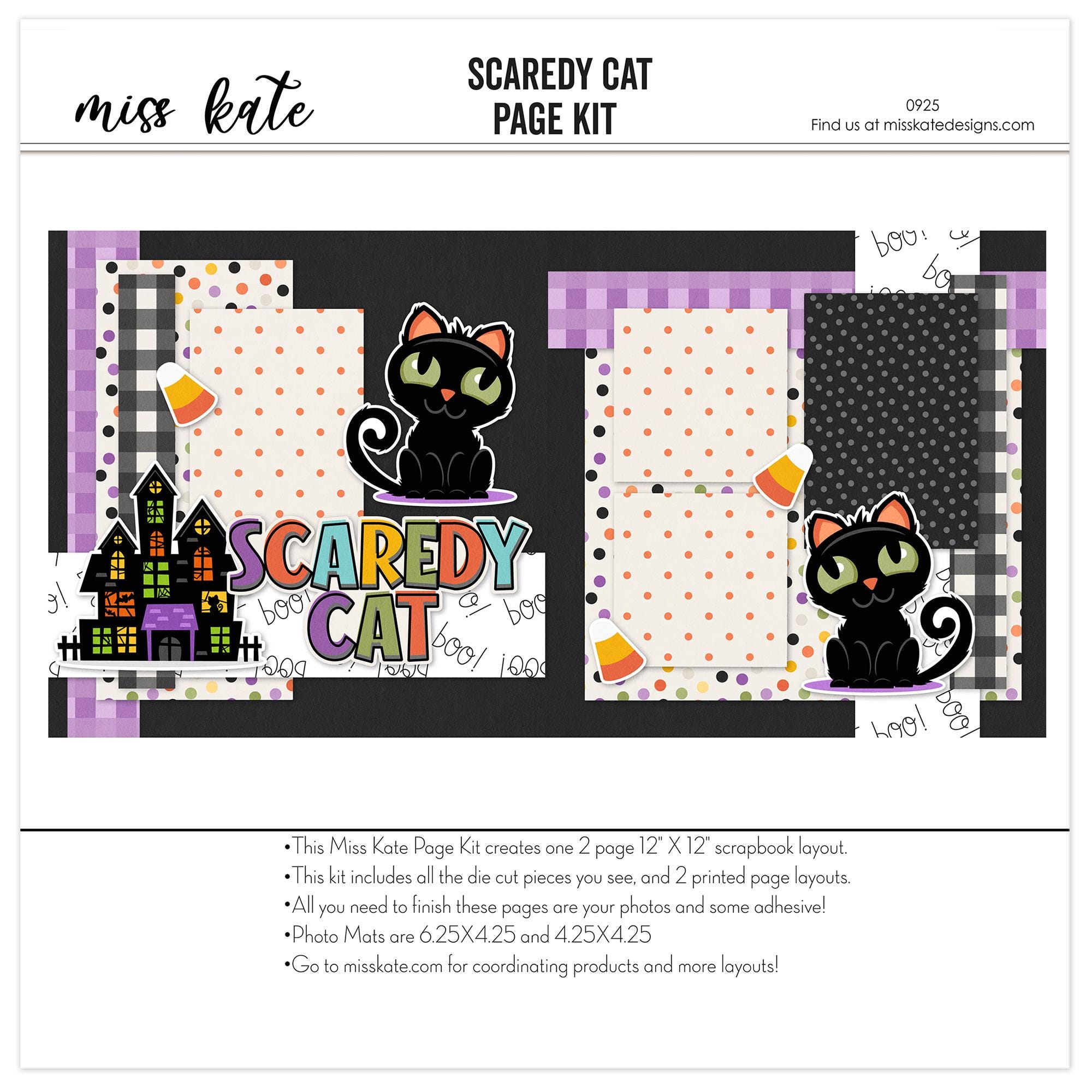 Scaredy Cat - 12x12 Scrapbook Page Kit – Halloween Crafts, Black Cat ...