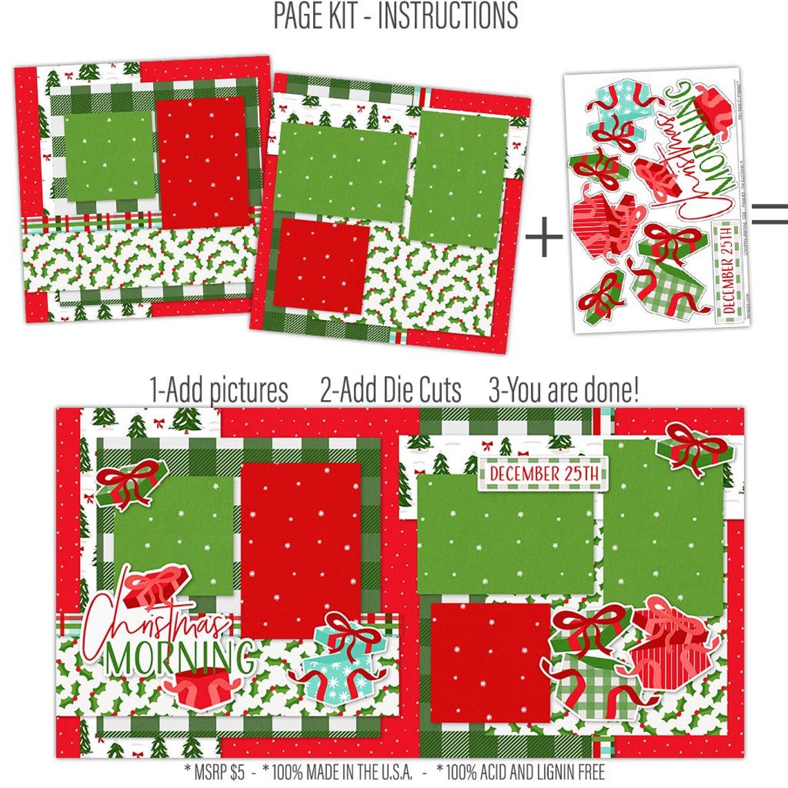 Christmas Morning Scrapbook Page Kit 12x12 Holiday Scrapbooking Kit ...