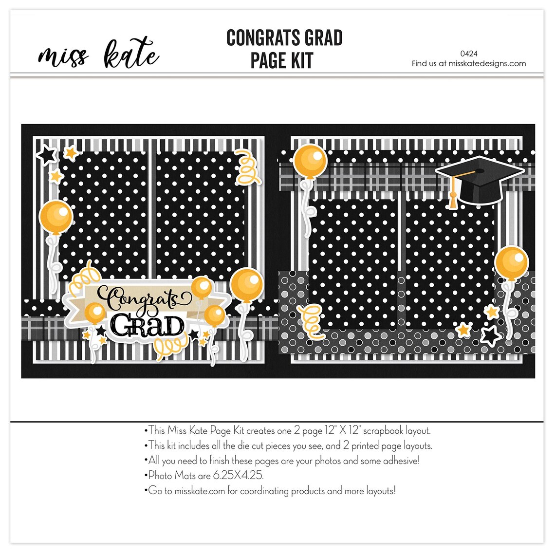 Congrats Grad 12x12 Scrapbook Page Kit High School College Graduation ...