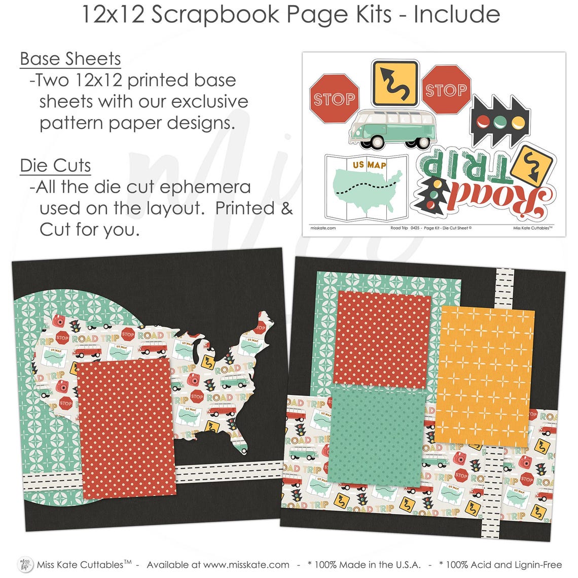 Road Trip 12x12 Scrapbook Page Kit for Vacation Memories, Travel ...