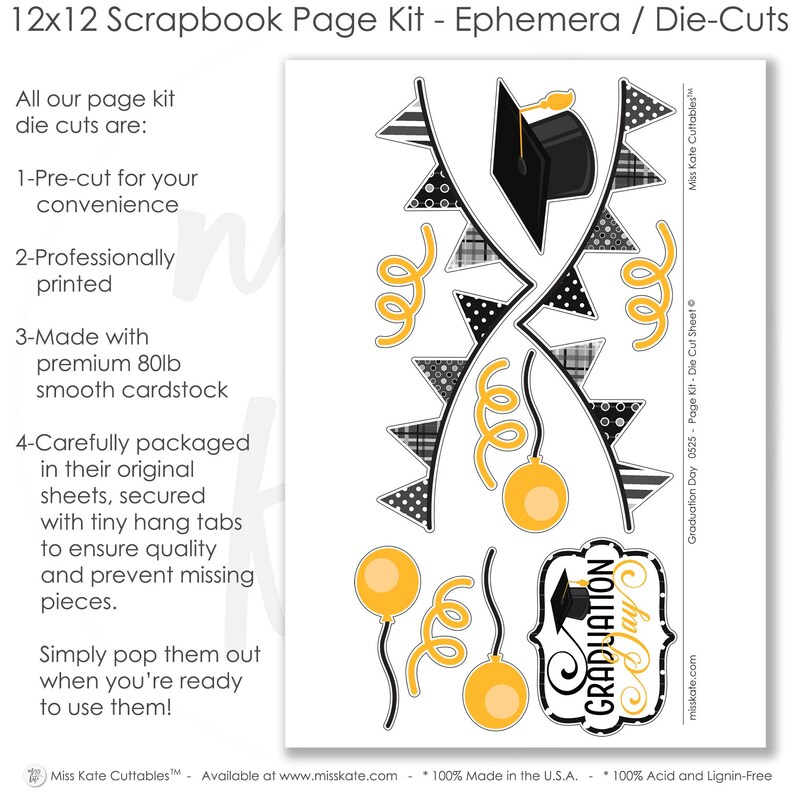 Graduation Day - 12x12 Scrapbook Page Kit – Photo Mats, Cap Toss, Grad ...