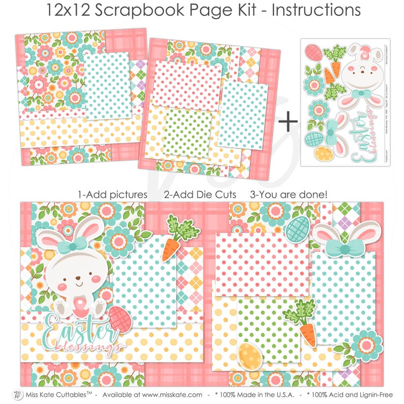 Easter Blessings - Pink - 12x12 Scrapbook Page Kit Easter Basket ...