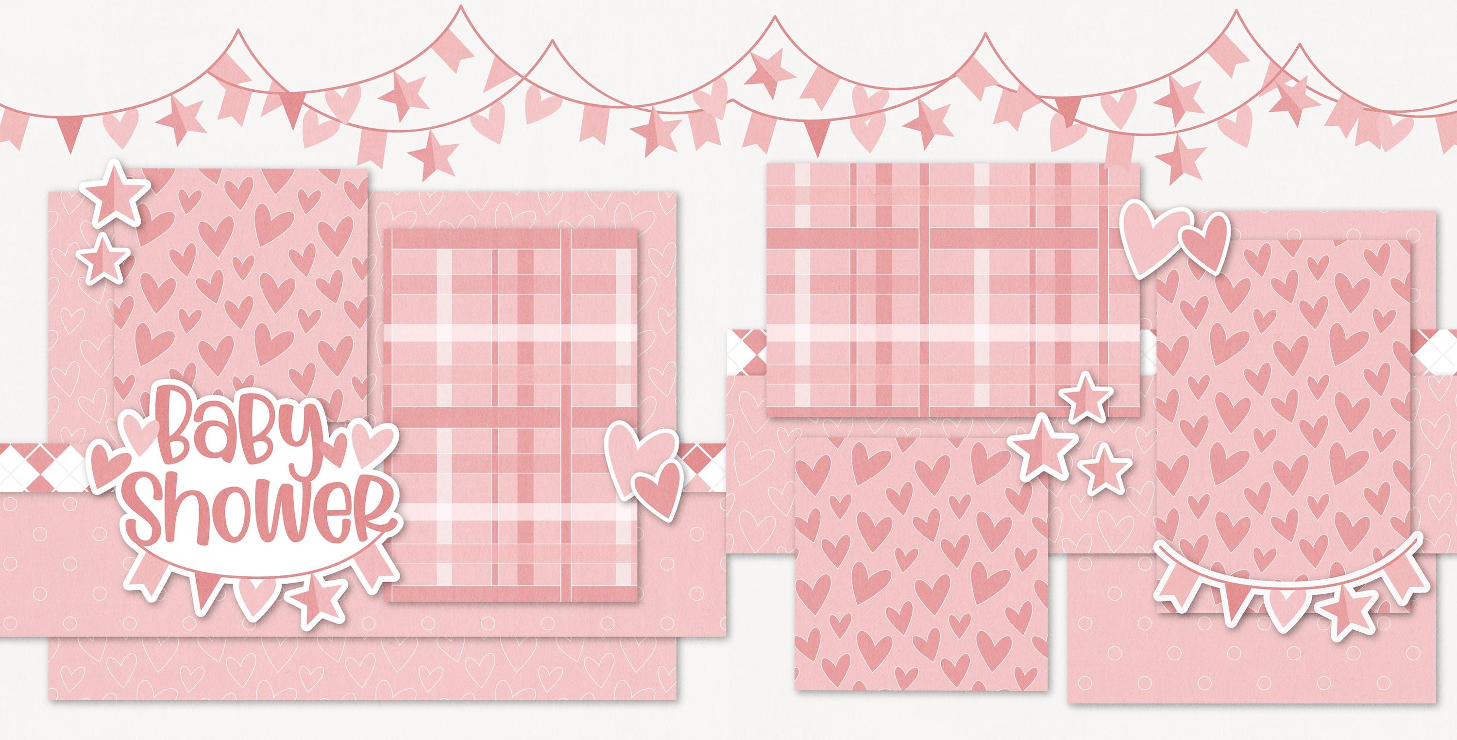 Baby Shower Pink Scrapbook Page Kit - 12x12 Layout Kit - DIY Scrapbook ...