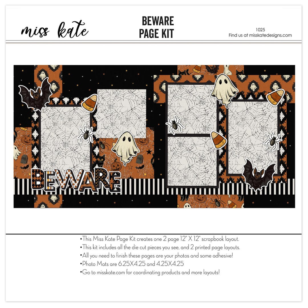 Beware - 12x12 Scrapbook Page Kit – Halloween Crafts, Spooky Scrapbook ...
