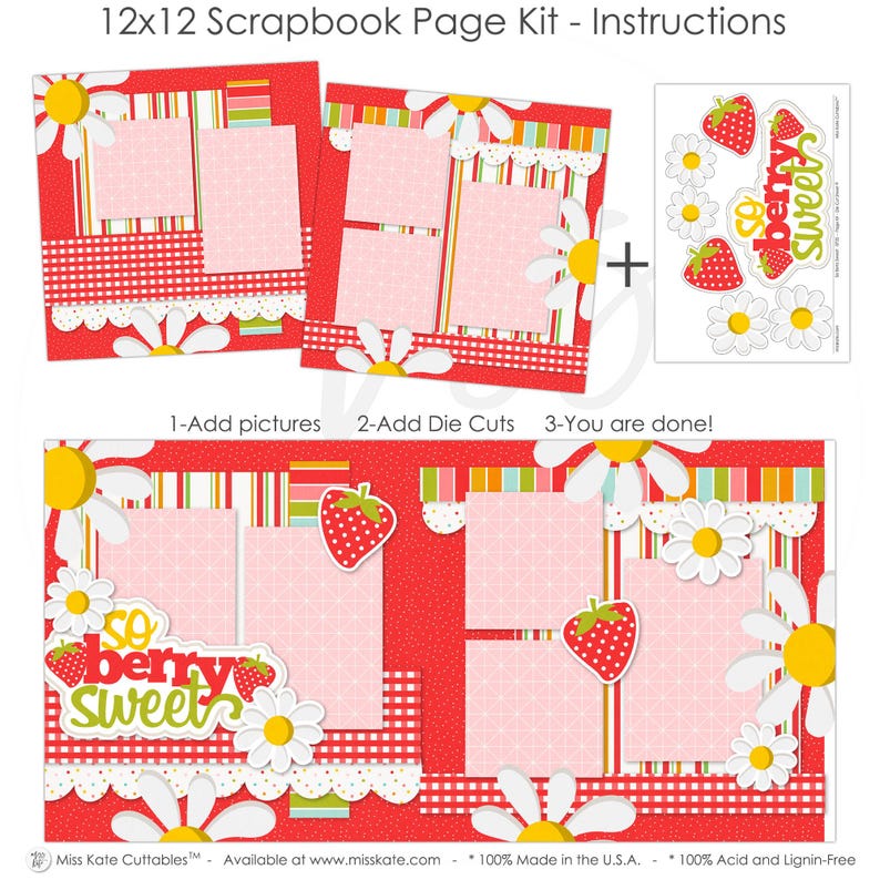 So Berry Sweet - 12x12 Scrapbook Page Kit – Strawberry Theme, Summer ...