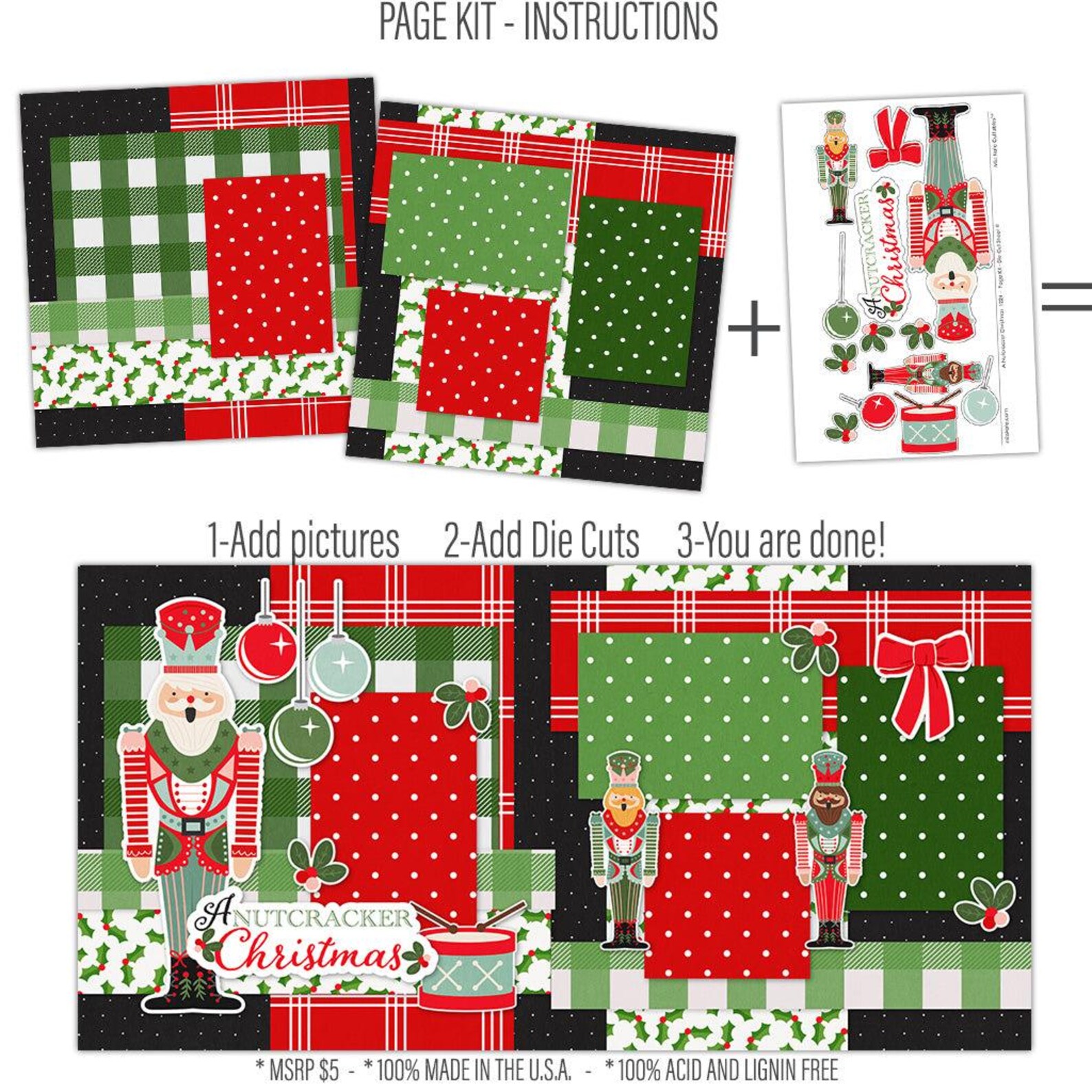 A Nutcracker Christmas Scrapbook Page Kit Holiday Scrapbooking Supplies ...