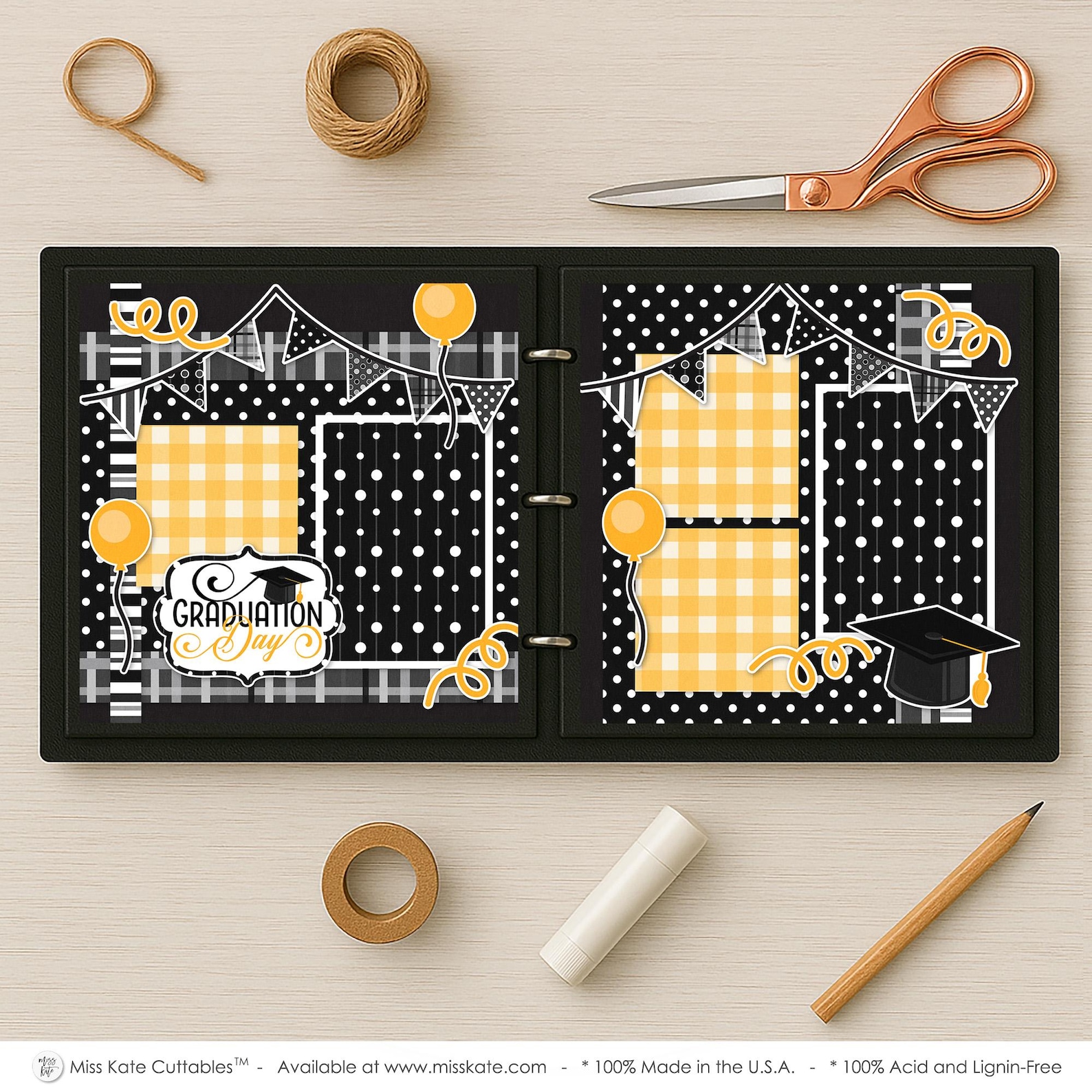 Graduation Day - 12x12 Scrapbook Page Kit – Photo Mats, Cap Toss, Grad ...