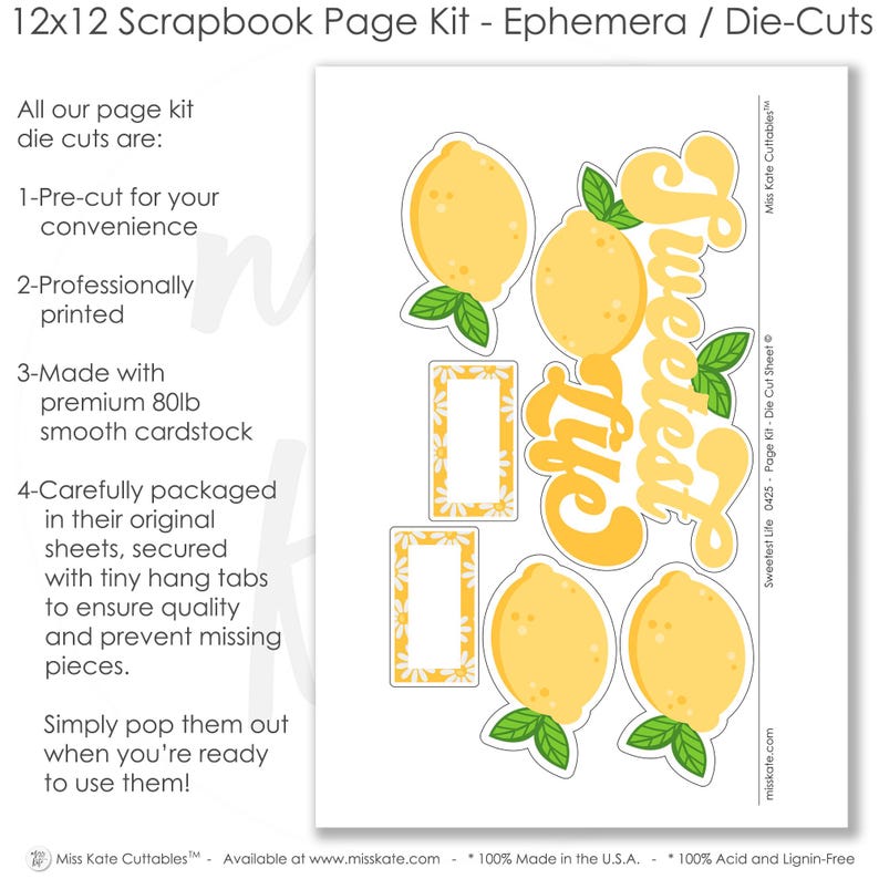Sweetest Life - 12x12 Scrapbook Page Kit for Summer Photos Lemon Layout ...