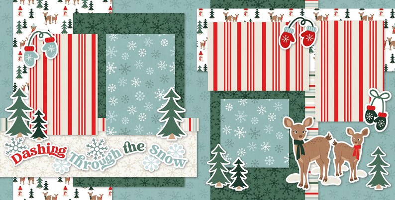 Dashing Through the Snow Scrapbook Page Kit - Winter Crafting Supplies ...