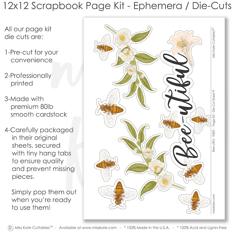 Beeutiful 12x12 Scrapbook Page Kit Honeybee Theme Floral Layout Premade ...