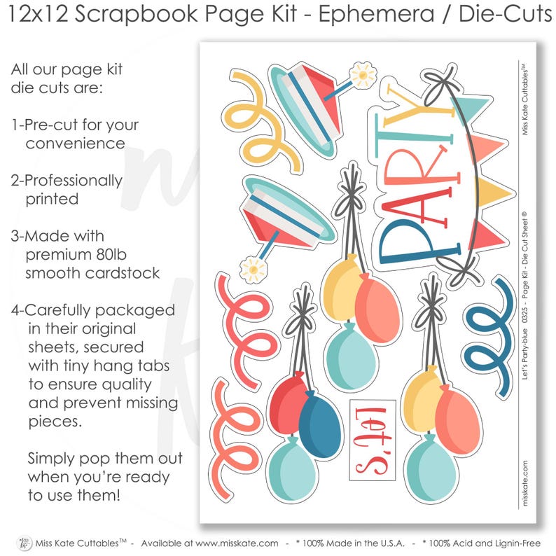Let's Party - Blue - 12x12 Scrapbook Page Kit Birthday Party Kids ...