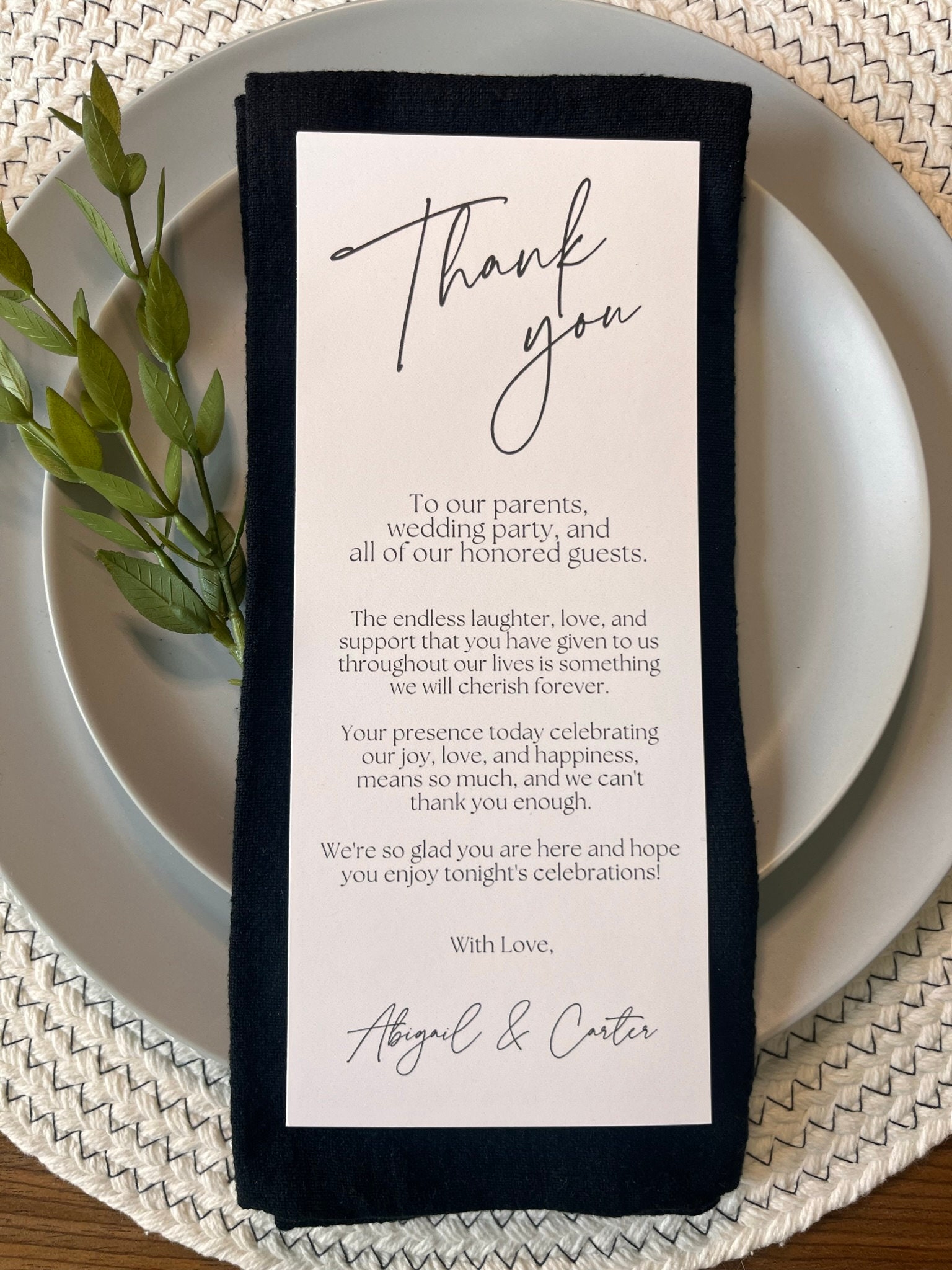 Milly Wedding Thank You Card Minimalist Thank You Card Modern Thank You ...