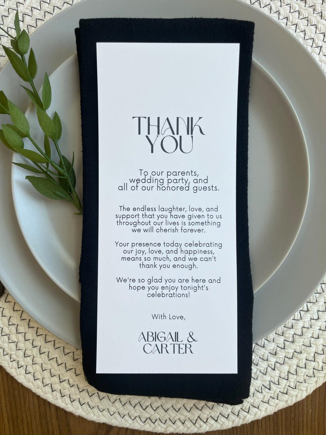 Harper Wedding Thank You Place Card Bundle Minimalist Thank You Card ...