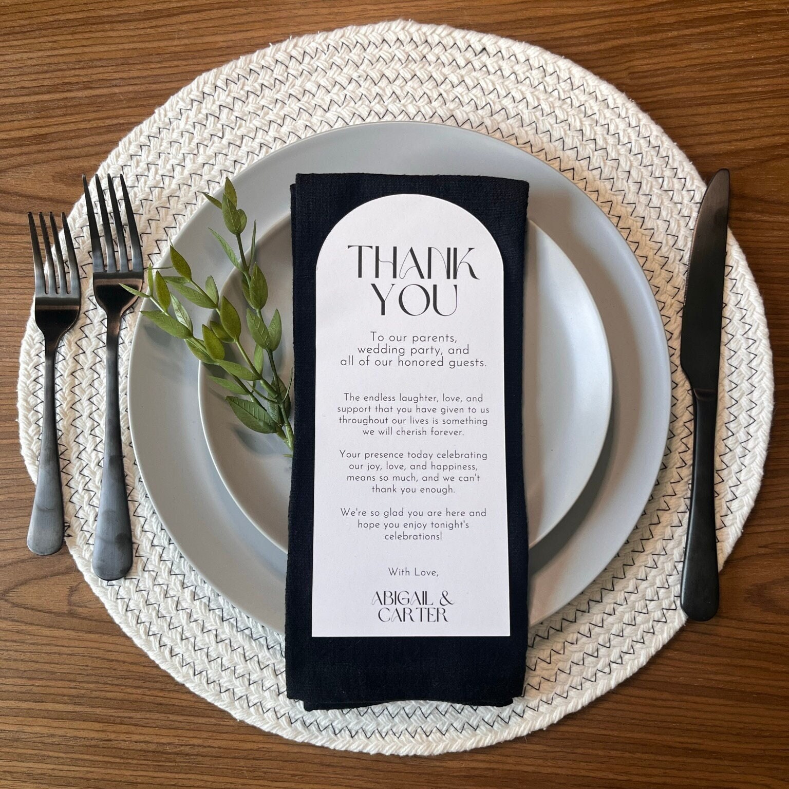 Posey Arch Wedding Thank You Card Minimalist Thank You Card Modern ...