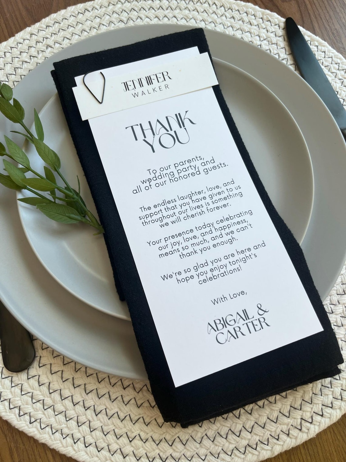 Harper Wedding Thank You Place Card Bundle Minimalist Thank You Card ...