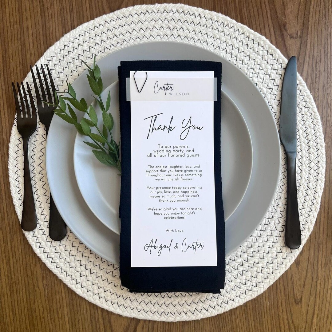 Piper Wedding Thank You Place Card Bundle | Minimalist Thank You Card ...
