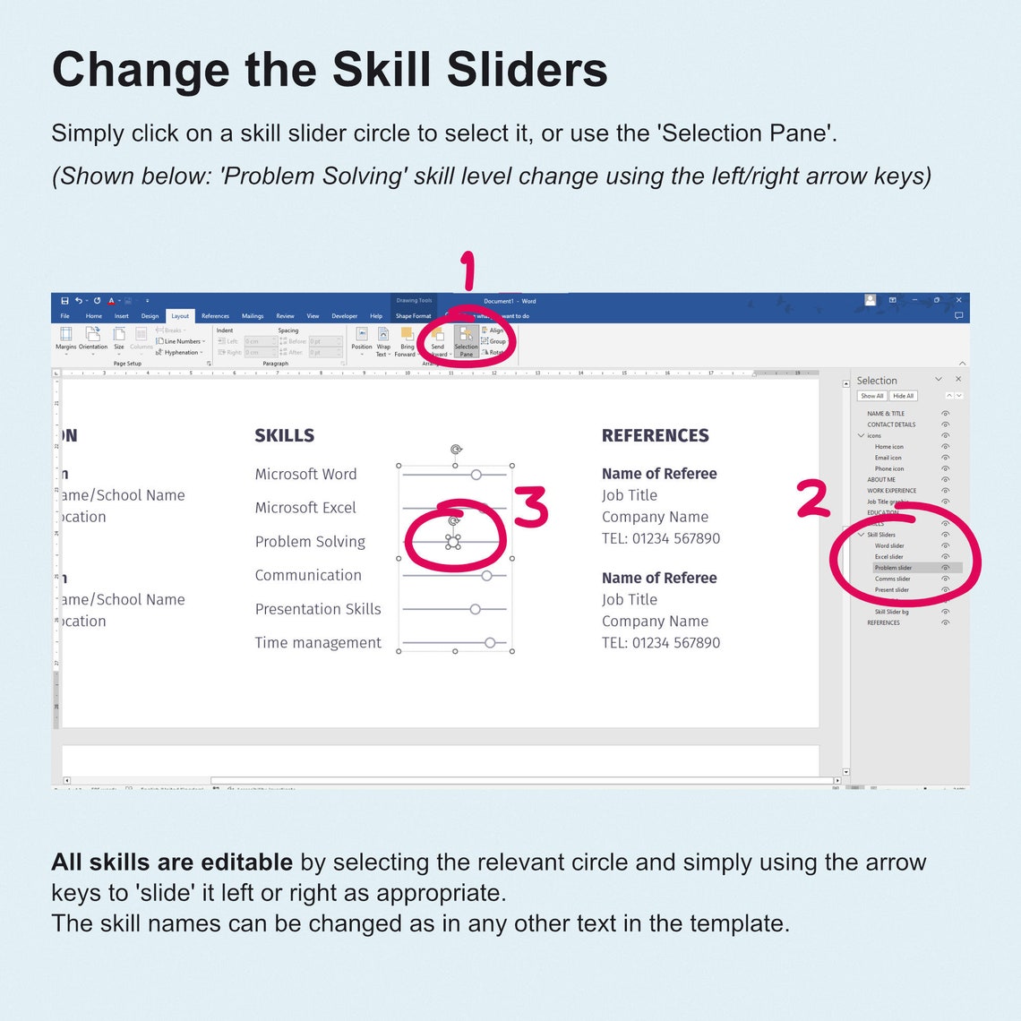 CV Resume Template, Editable Microsoft Word .dotx Files in Both A4 and ...