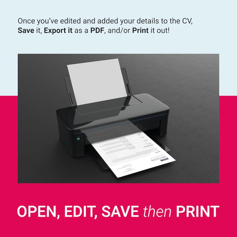 CV Resume Template, Editable Microsoft Word .dotx Files in Both A4 and US Letter Sizes - Etsy