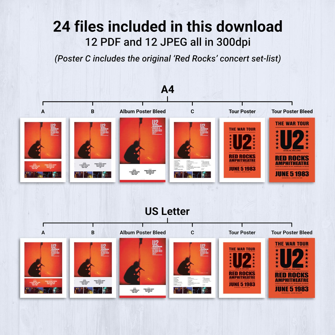 U2 Album Poster under a Blood Red Sky Digital Download. JPEG & PDF ...