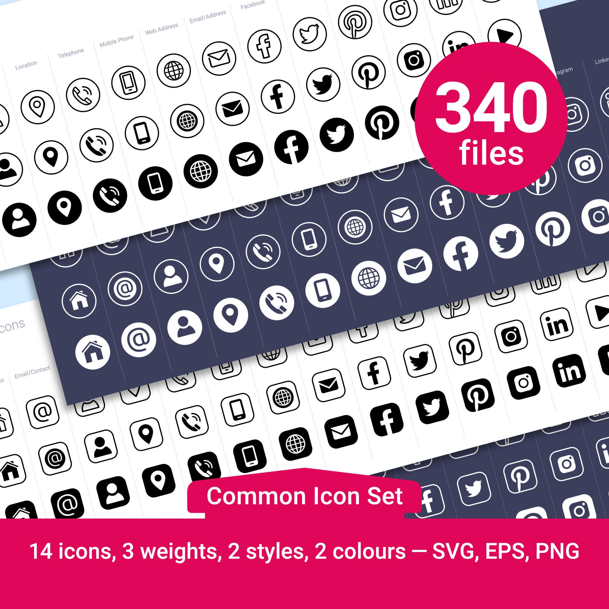 Common Icon Set for Use on Websites Business Cards and Other - Etsy