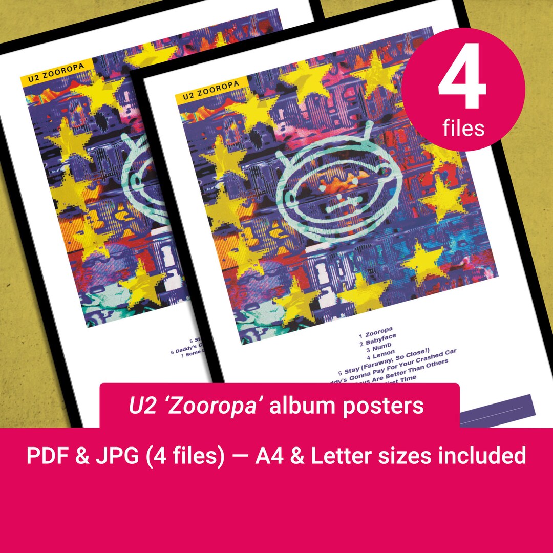 U2 Zooropa Album Poster. Print at Home. A4 & US Letter Included. - Etsy