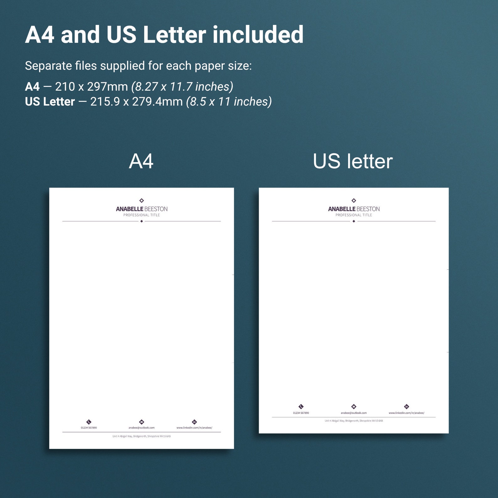 Letterhead Template for Microsoft Word. A4 and US Letter Included. Icon ...