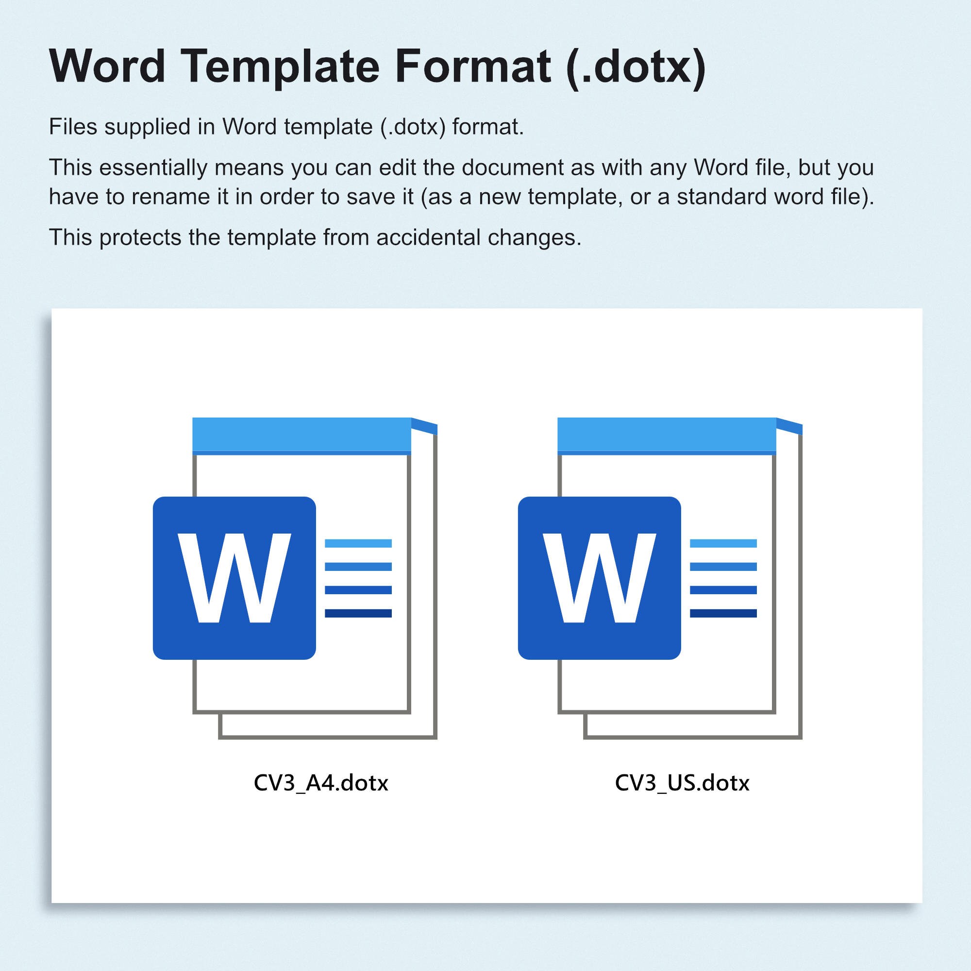CV Resume Template, Editable Microsoft Word .dotx Files in Both A4 and ...