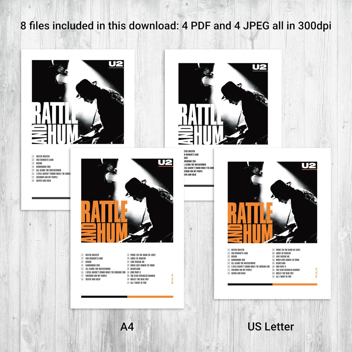 U2 'rattle and Hum' Printable Poster. PDF and JPEG Included (300dpi ...