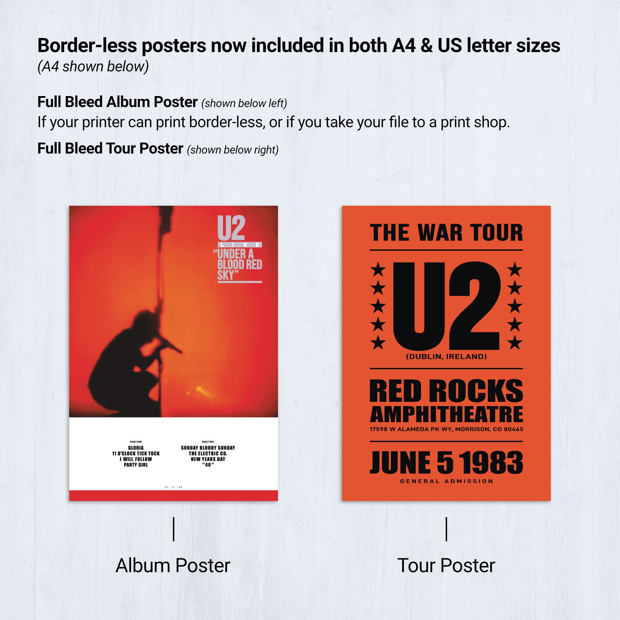 U2 Album Poster ‘under a Blood Red Sky’ Digital Download. JPEG & PDF ...