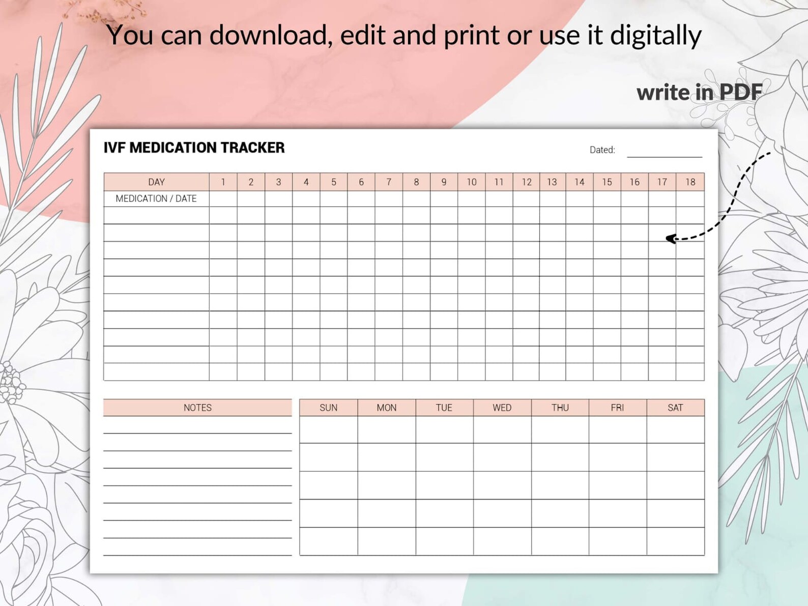 Printable IVF Journal | Editable IVF Planner | Printable IVF Calendar ...