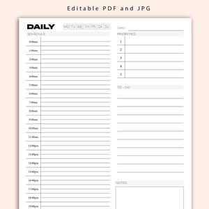 Hourly Planner | Printable Daily Planner | Printable Planner ...