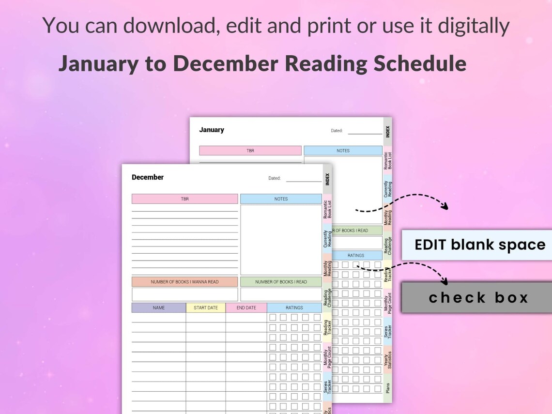 Printable Reading Planner | Editable Reading Journal | Printable ...