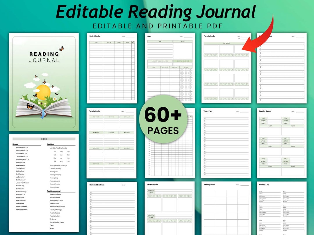 Printable Reading Log | Editable Reading Planner | Printable Reading ...