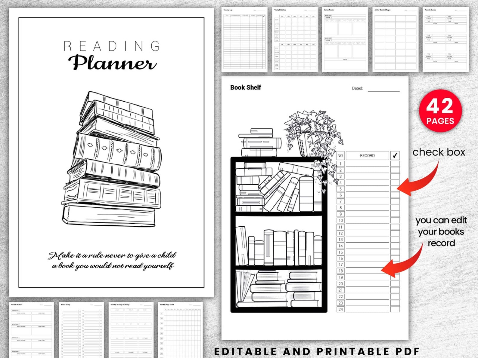 Editable Reading Planner Printable Reading Journal Printable Reading ...