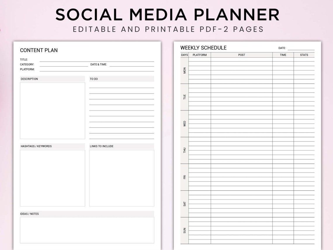 Printable Content Calendar | Editable Content Planner | Printable ...