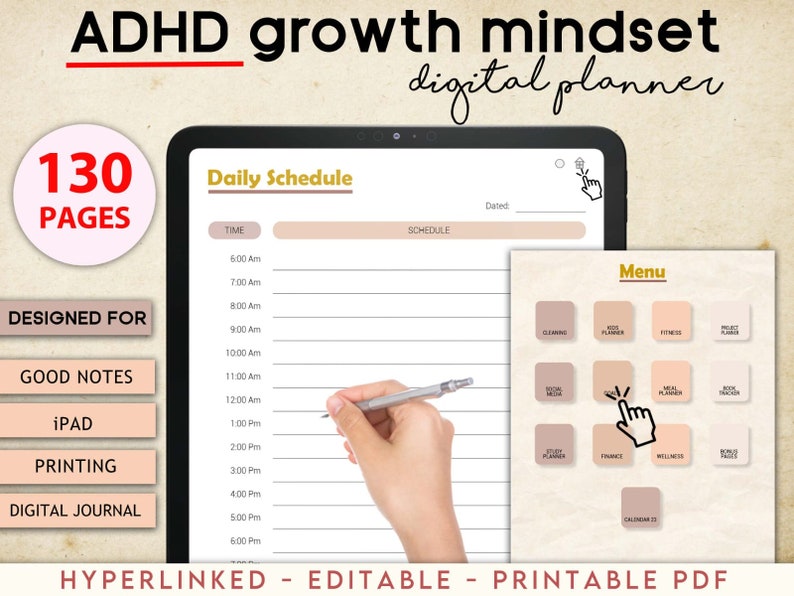 Printable ADHD Digital Planner | ADHD Planner| Adhd Planner for Adults ...