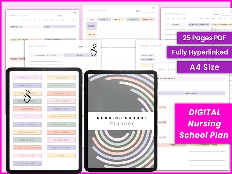 Printable Nursing Planner | Editable Nursing School Planner | Printable ...