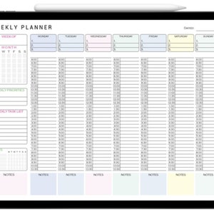 Printable Undated Weekly Hourly Multicolor Planner | Undated Planner ...