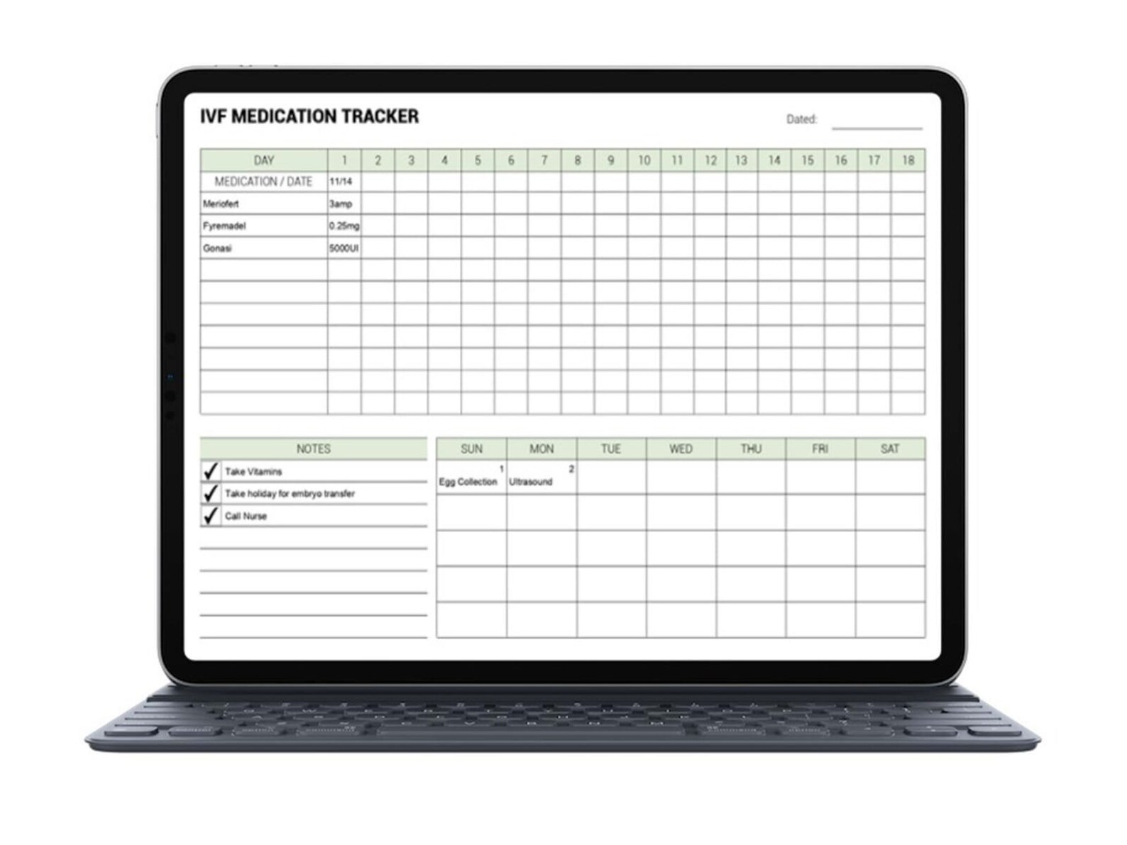 Printable IVF Journal | Editable IVF Planner | Printable IVF Calendar ...