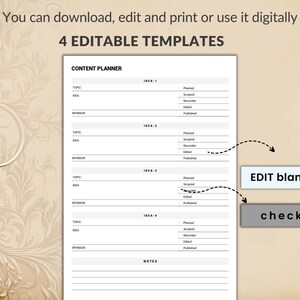 Printable Blog Planner Editable Blog Post Planner Printable Content ...
