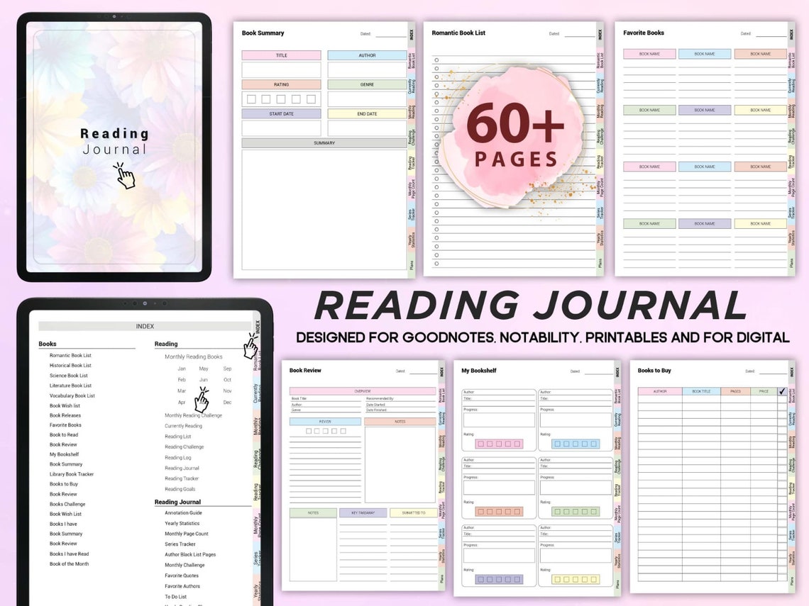 Printable Reading Planner | Editable Reading Journal | Printable ...