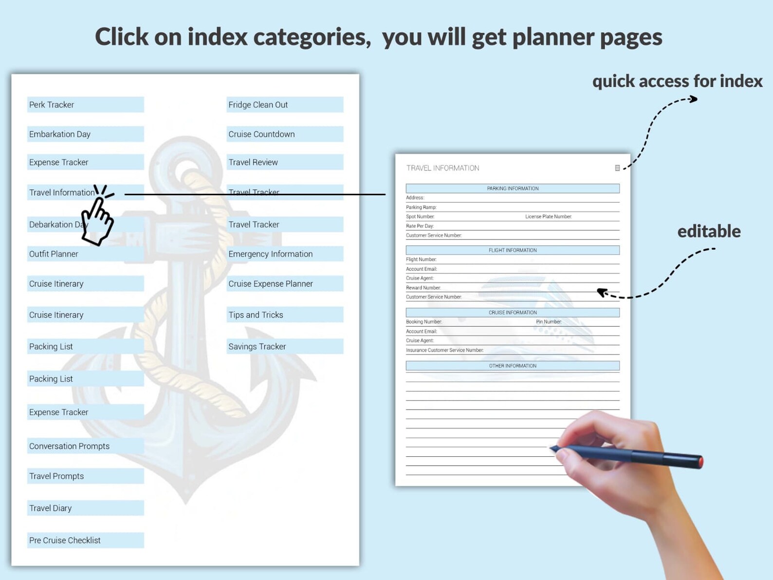 Printable Cruise Planner | Travel Planner | Printable Vacation Planner ...