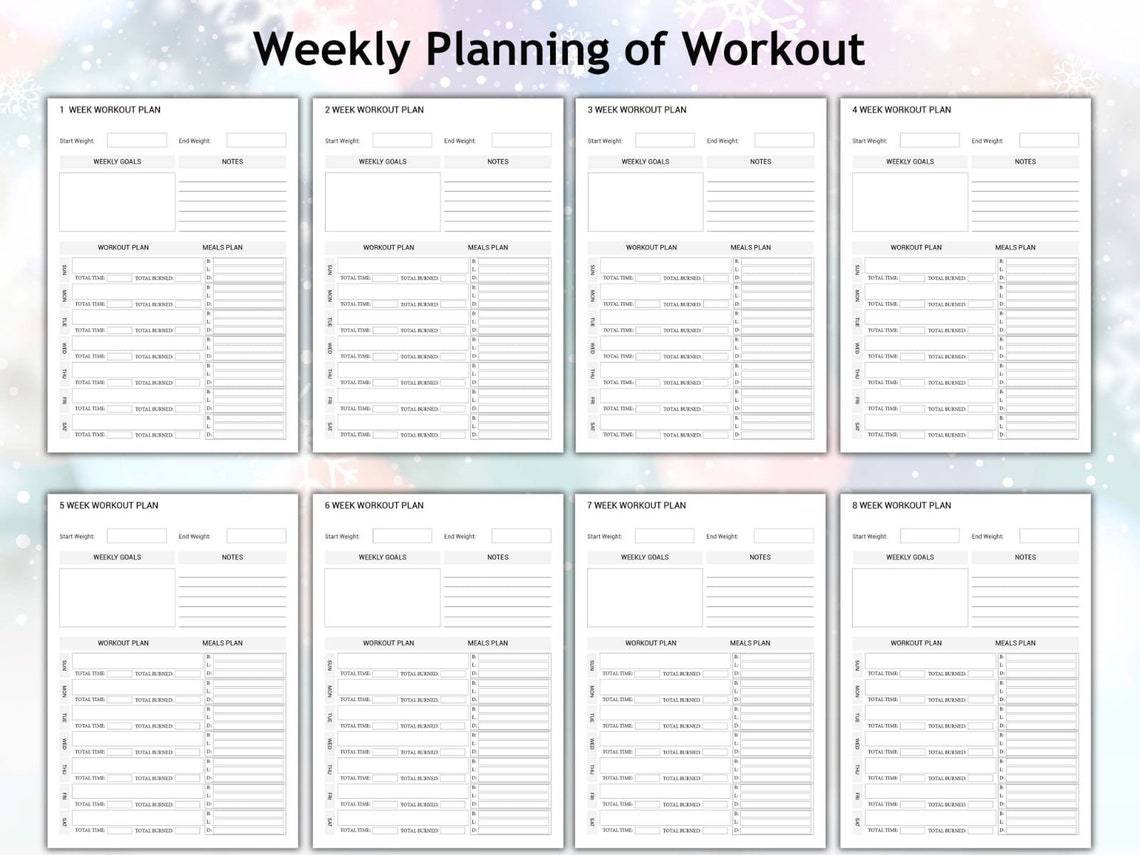 Printable Fitness and Health Planner | Workout Planner | Workout ...
