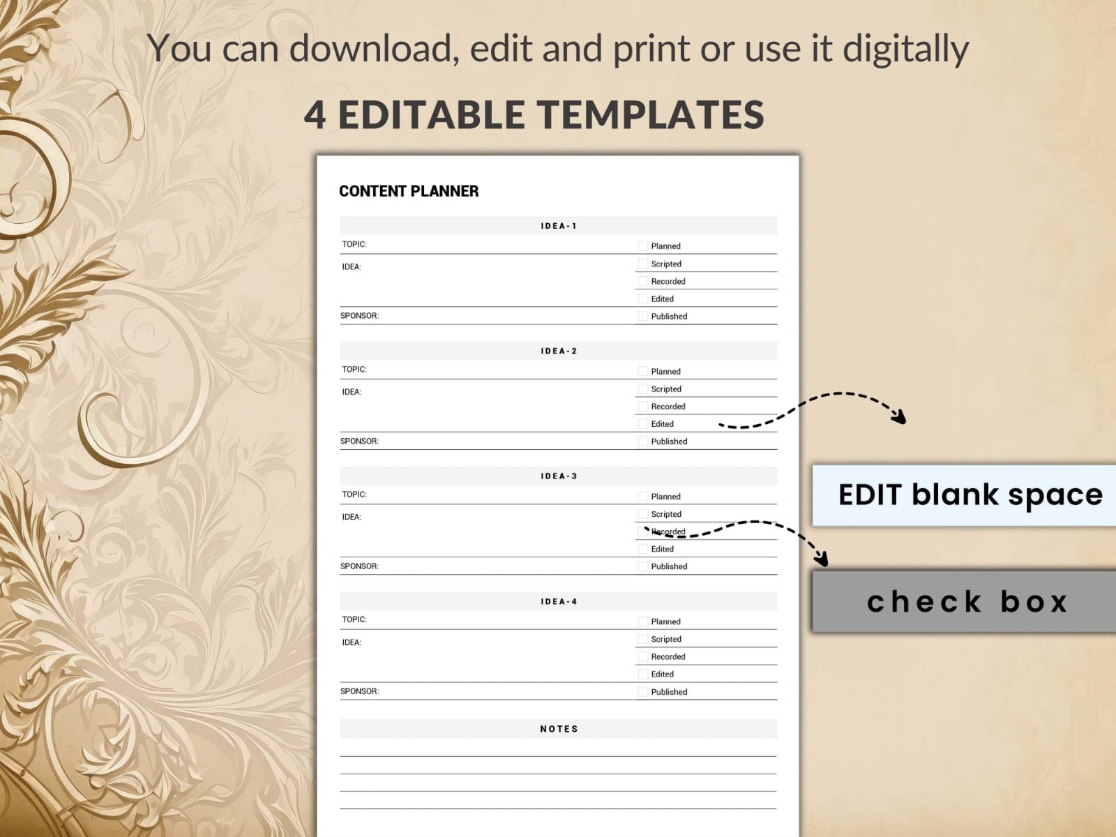 Blog Post Planner | Printable Blog Planner | Printable Content Planner ...