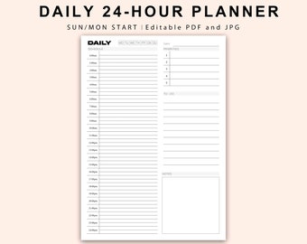 Hourly Planner | Printable Daily Planner | Printable Planner ...