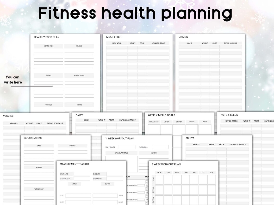Printable Fitness and Health Planner | Workout Planner | Workout ...
