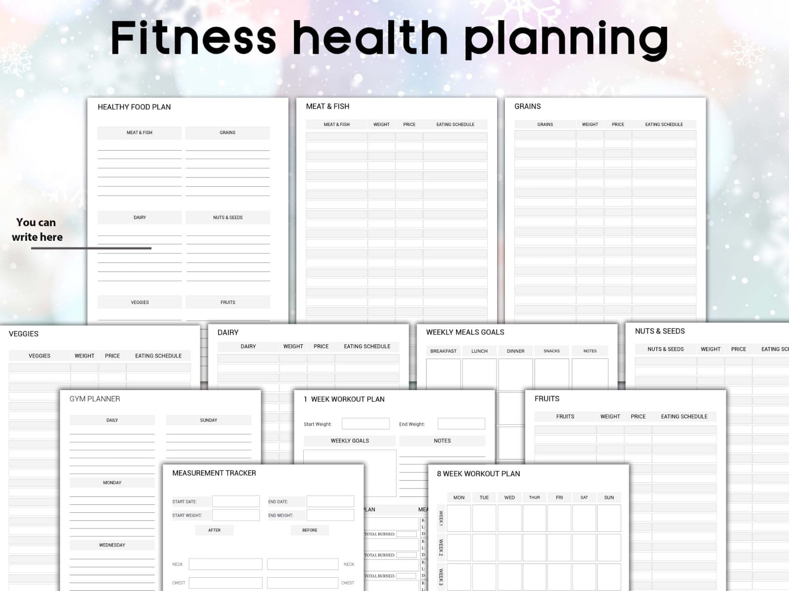 Workout Planner Printable Fitness and Health Planner Workout Tracker ...