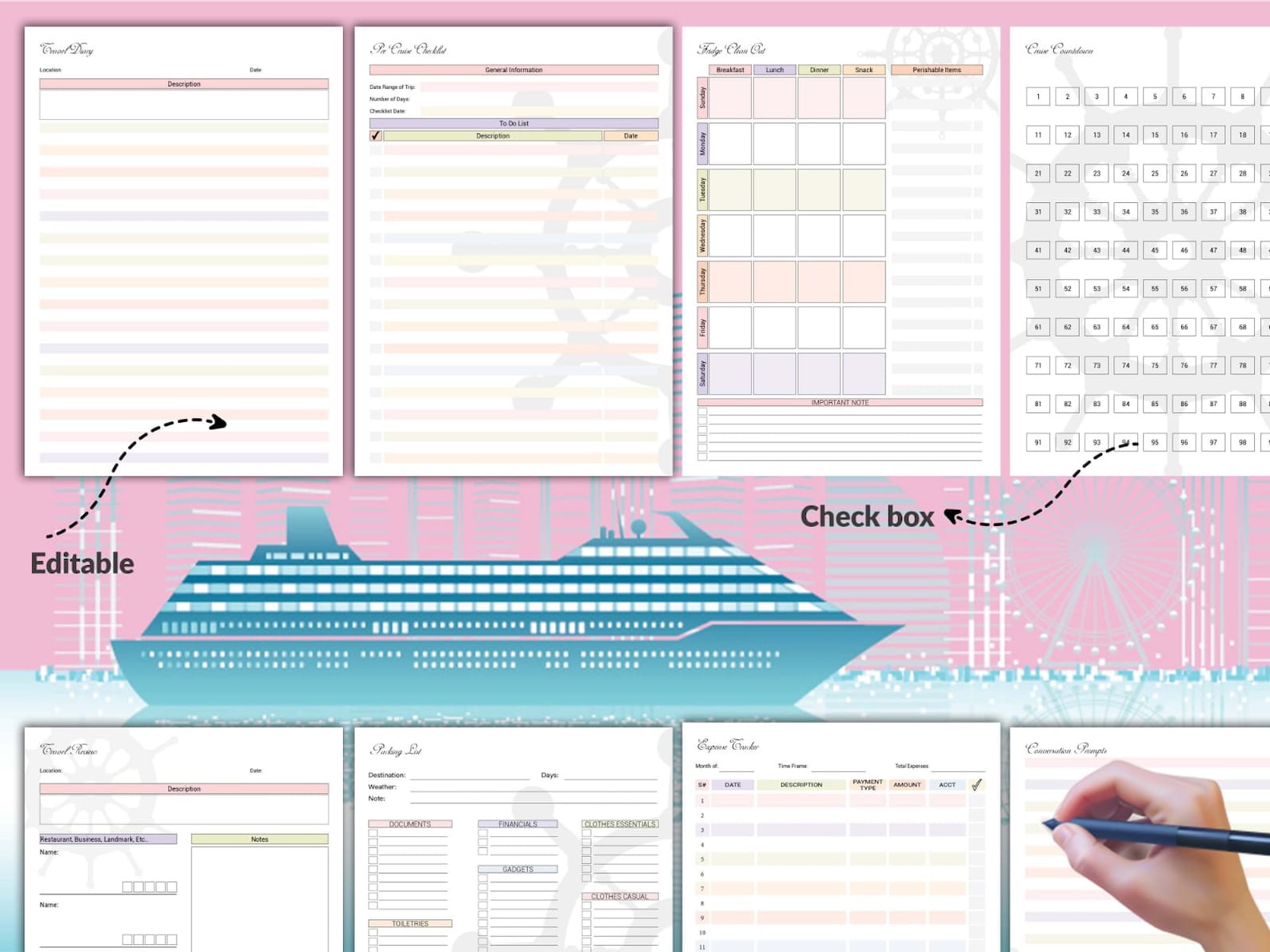 Printable Cruise Planner | Travel Planner | Printable Vacation Planner ...