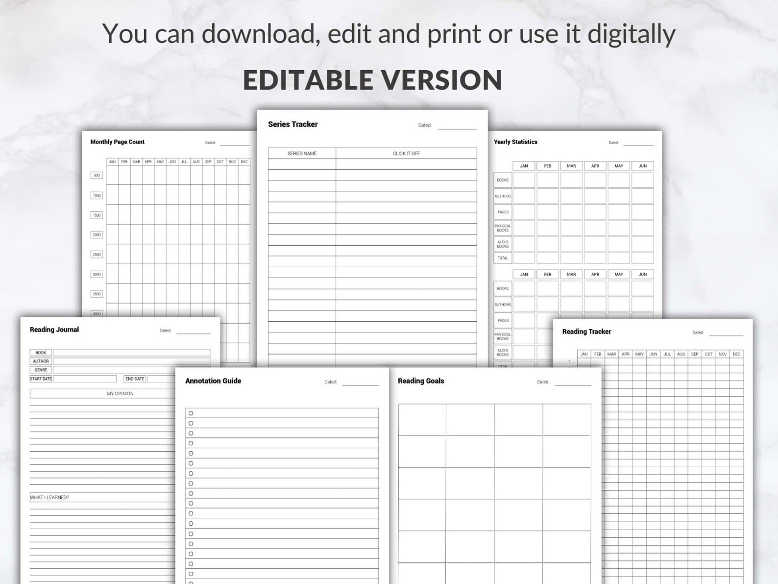 Editable Reading Planner Printable Reading Journal Printable Reading ...